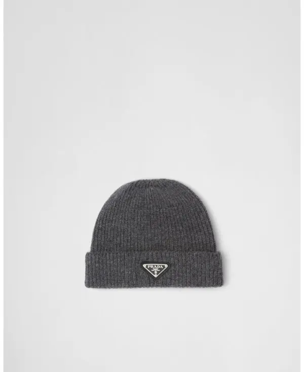 Prada Wool And Cashmere Beanie - Grey
