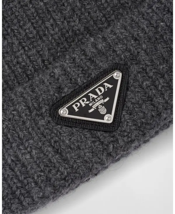 Prada Wool And Cashmere Beanie - Grey