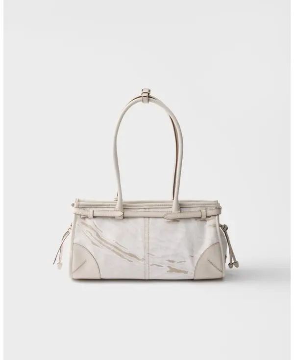 Prada Bonnie Medium Printed Linen And Leather Handbag