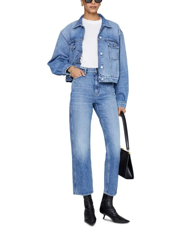 ANINE BING Jane High-rise Ankle Jeans - Washed Blue