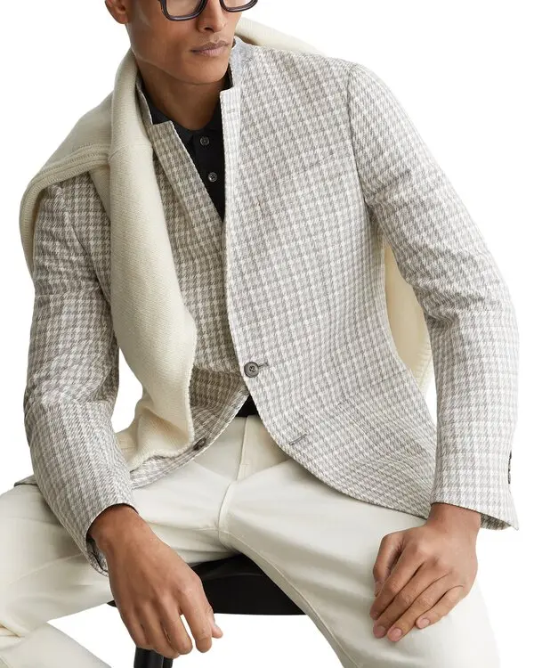 REISS Canty Tailored Fit Houndstooth Blazer
