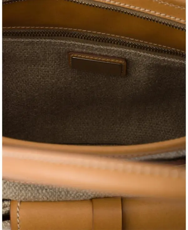 Prada Linen And Leather Tote Bag