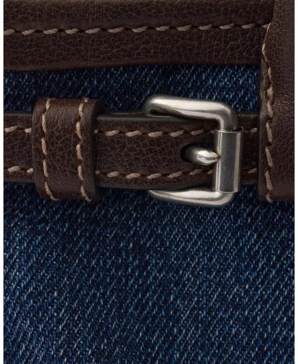 Prada Small Denim And Leather Handbag - Blue