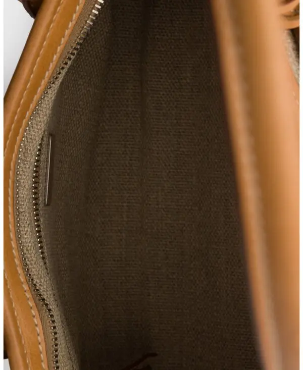 Prada Bonnie Medium Linen And Leather Handbag - Neutral