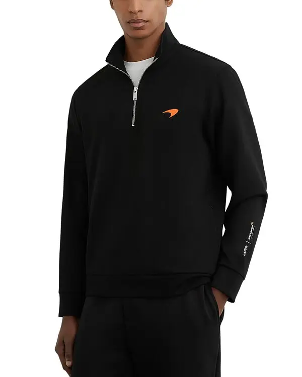 REISS Regular Fit Half Zip Logo Sweatshirt - Black