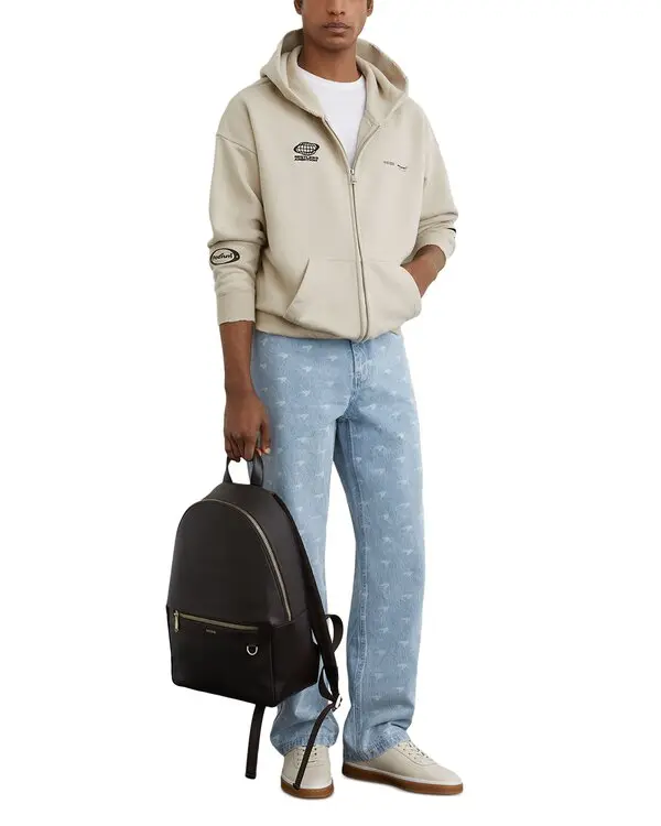 REISS Motorsport Zip Through Logo Sweatshirt - Stone