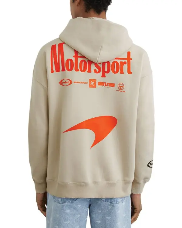 REISS Motorsport Zip Through Logo Sweatshirt - Stone