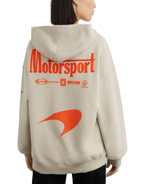 REISS Motorsport Zip Through Logo Sweatshirt - Stone