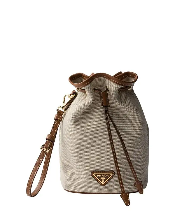 Prada Canvas And Leather Pouch - Neutral