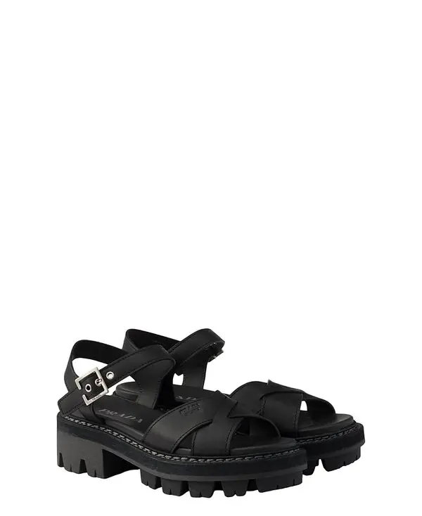 Prada Leather Sandals - Black