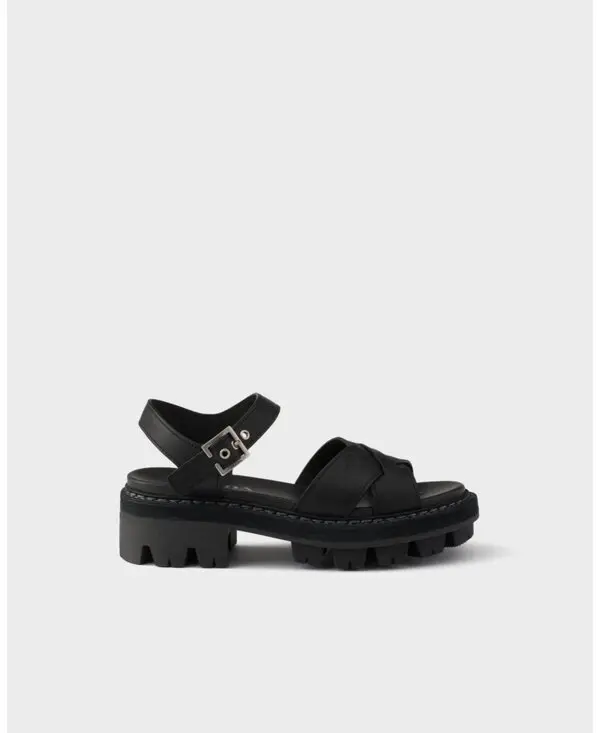 Prada Leather Sandals - Black