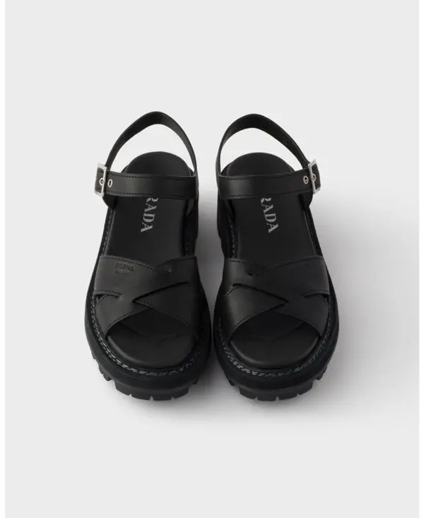Prada Leather Sandals - Black