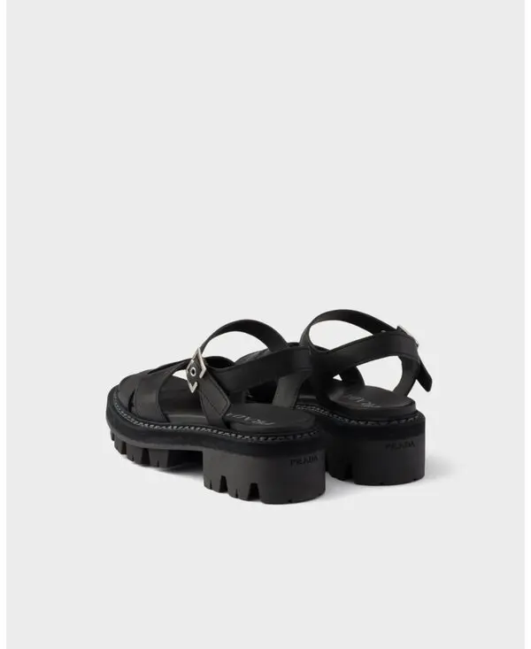 Prada Leather Sandals - Black