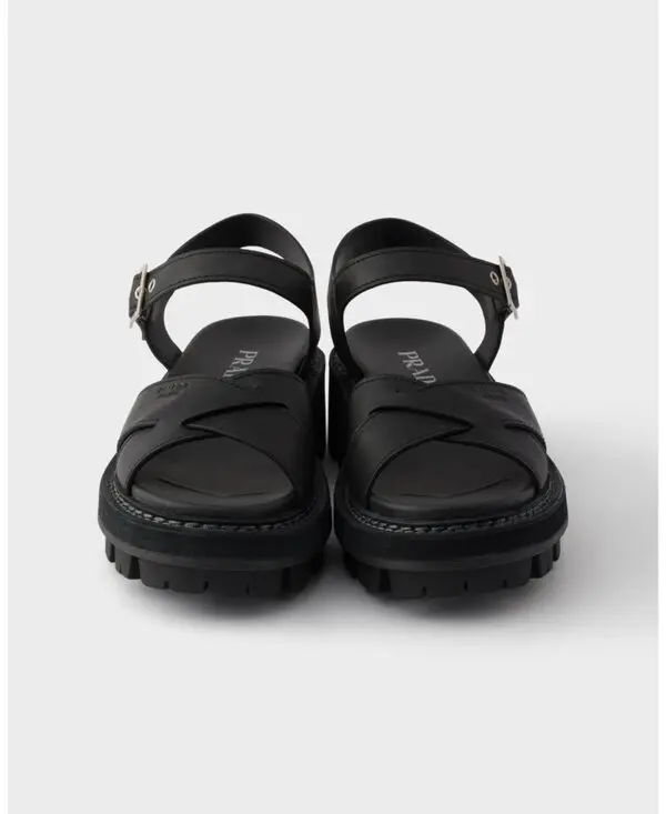 Prada Leather Sandals - Black