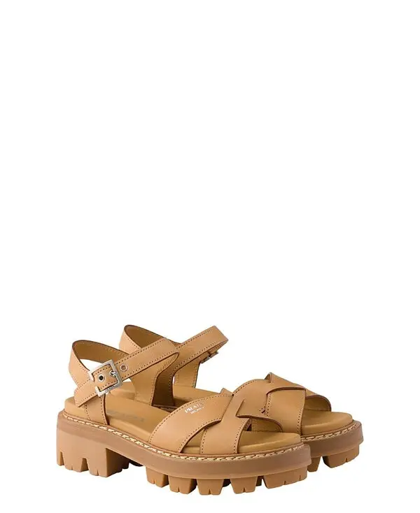 Prada Leather Sandals - Brown