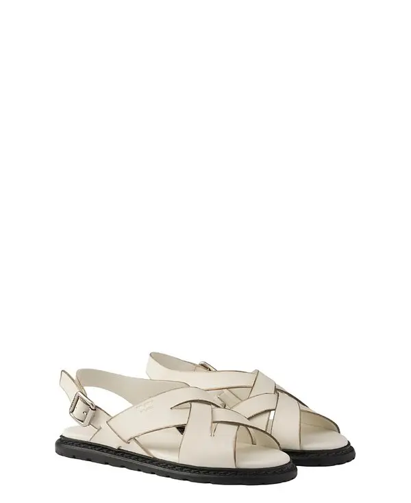 Prada Antiqued Leather Sandals - Neutral