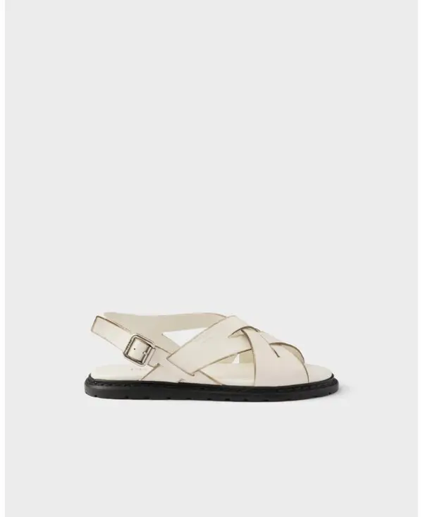 Prada Antiqued Leather Sandals - Neutral