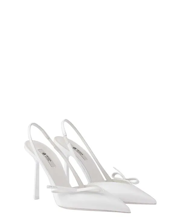 Prada Patent Leather Slingback Pumps - White