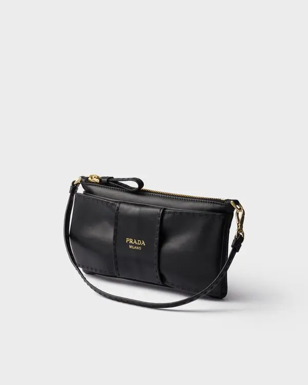 Prada Nappa Leather Zipper Pouch - Black