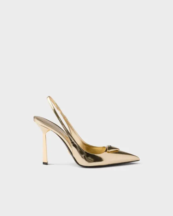 Prada Metallic Leather Slingback Pumps