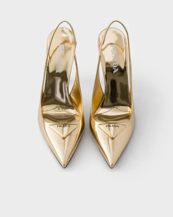 Prada Metallic Leather Slingback Pumps