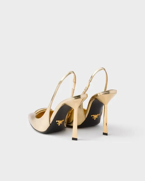 Prada Metallic Leather Slingback Pumps