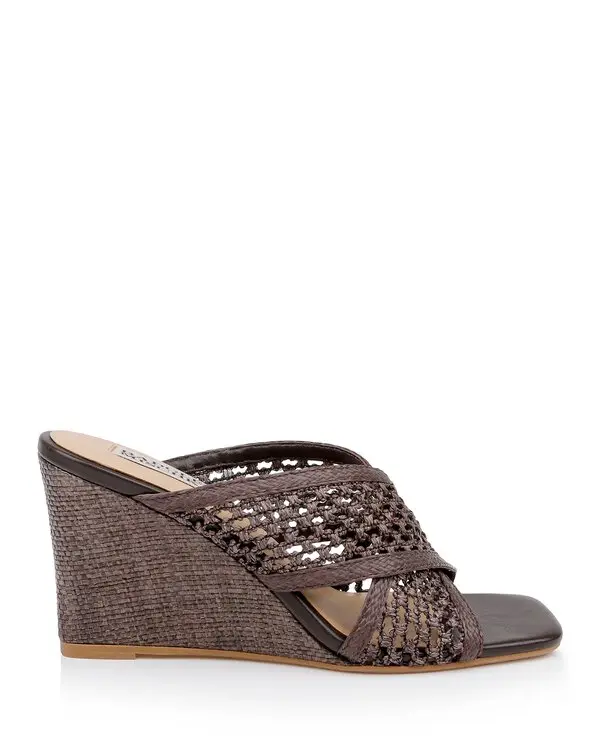 Badgley Mischka Raffia Wedge Sandals - Brown