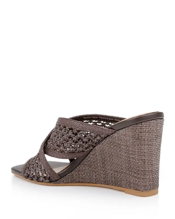 Badgley Mischka Raffia Wedge Sandals - Brown