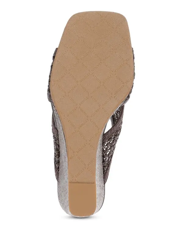 Badgley Mischka Raffia Wedge Sandals - Brown