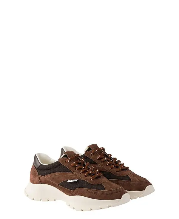 Prada Mesh Fabric And Suede Sneakers - Brown