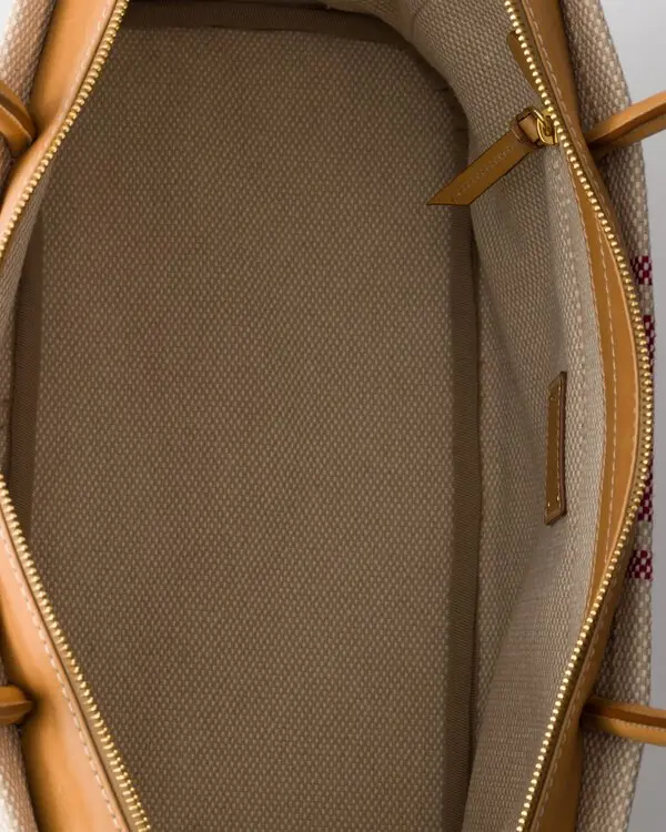 Prada Large Canvas And Leather Shopper - Neutral