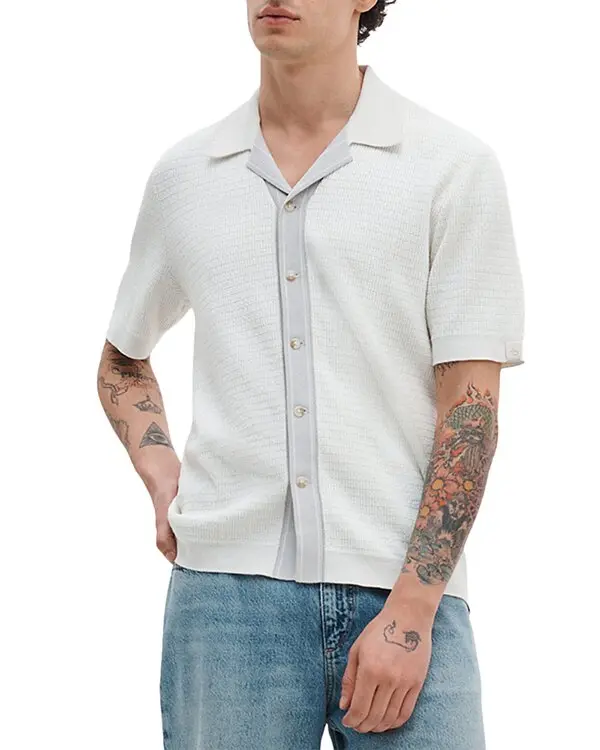 Rag & Bone Harvey Blocked Camp Collar Shirt - Chalk