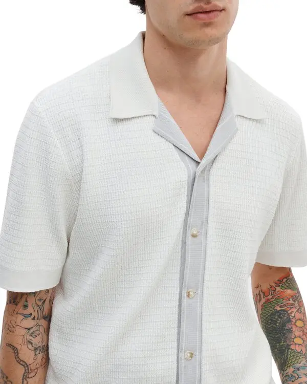 Rag & Bone Harvey Blocked Camp Collar Shirt - Chalk