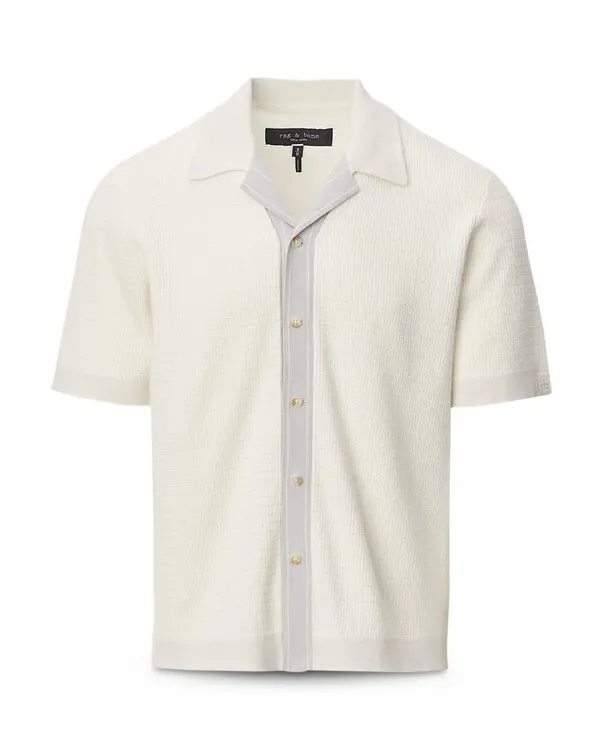 Rag & Bone Harvey Blocked Camp Collar Shirt - Chalk