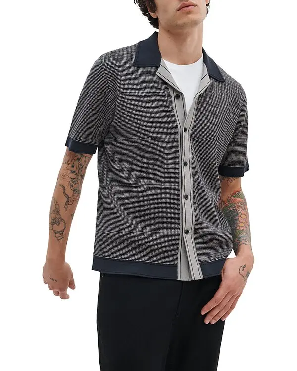 Rag & Bone Harvey Blocked Camp Collar Shirt - Navy