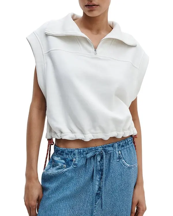 Rag & Bone Vintage Terry Half Zip Muscle Shirt - Cream