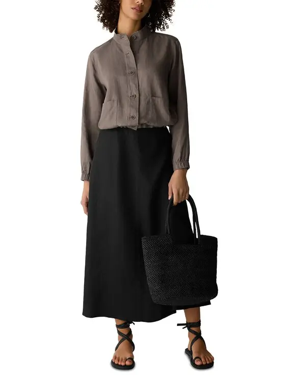 Eileen Fisher Stand Collar Linen Jacket - Walnut