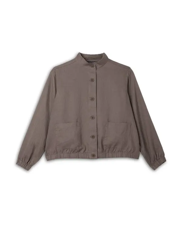 Eileen Fisher Stand Collar Linen Jacket - Walnut