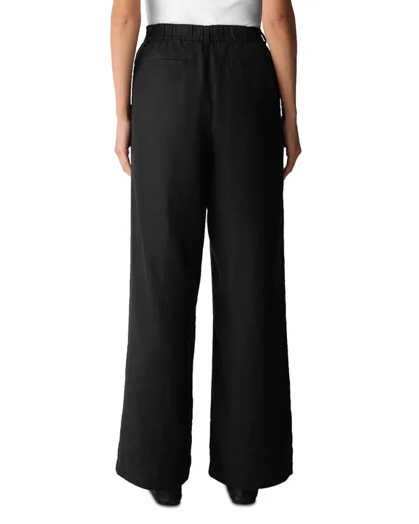 Eileen Fisher High-rise Wide-leg Linen Pants - Black