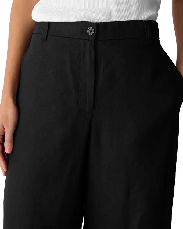 Eileen Fisher High-rise Wide-leg Linen Pants - Black