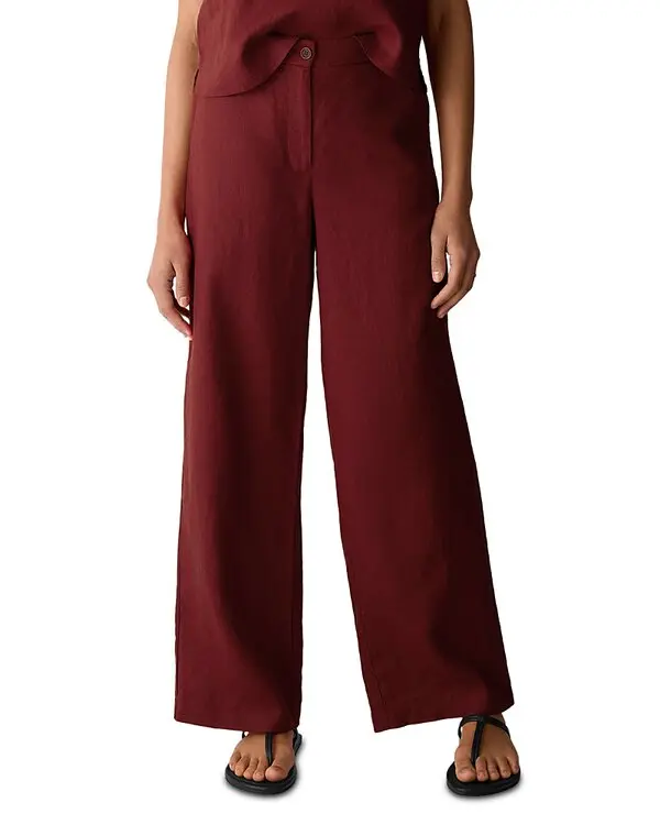 Eileen Fisher High-rise Wide-leg Linen Pants - Sdtom