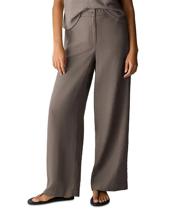 Eileen Fisher High-rise Wide-leg Linen Pants - Walnut
