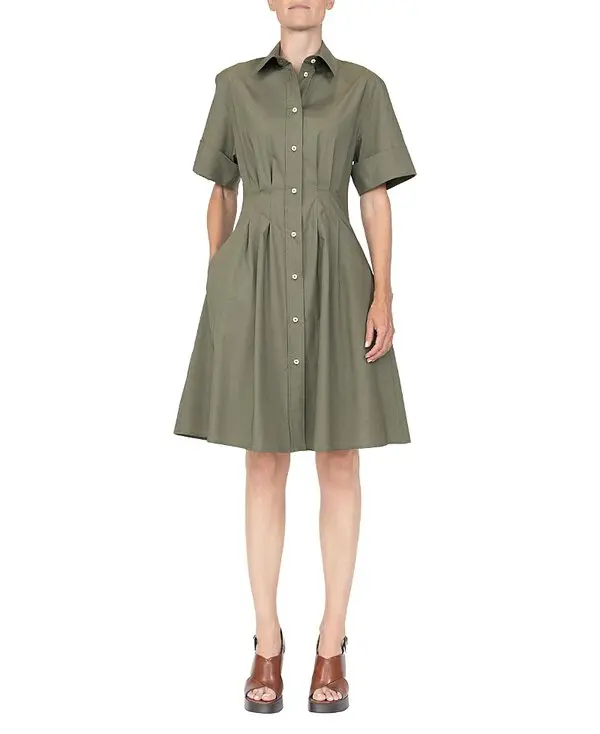 CALLAS MILANO Bergamo Fit And Flare Shirt Dress - Olive