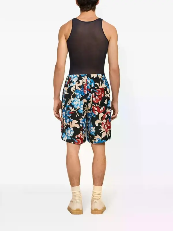 AMI Paris Floral-print Elasticated-waist Shorts