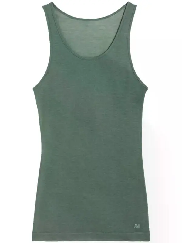 AMI Paris Logo-embroidered Cotton-blend Top