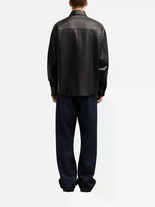 AMI Paris De Coeur Leather Shirt Jacket