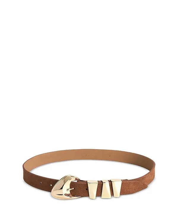 Ettika 18k Gold Plated Hardware Leather Belt - Shiitake And Gold