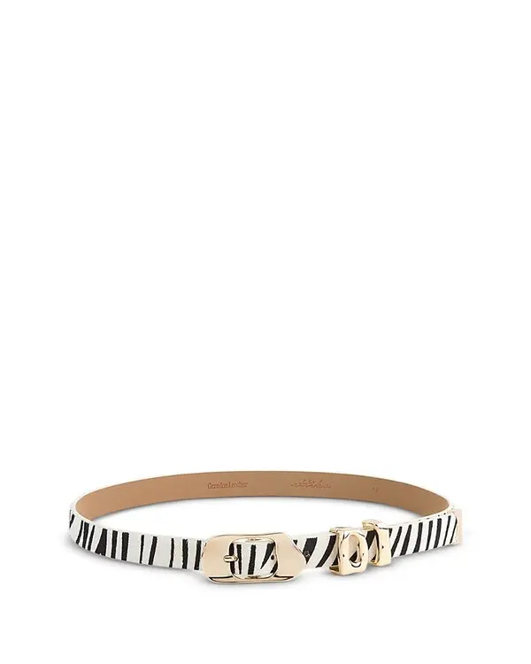 Ettika Molten Metal Buckle Leather Belt - Zebra