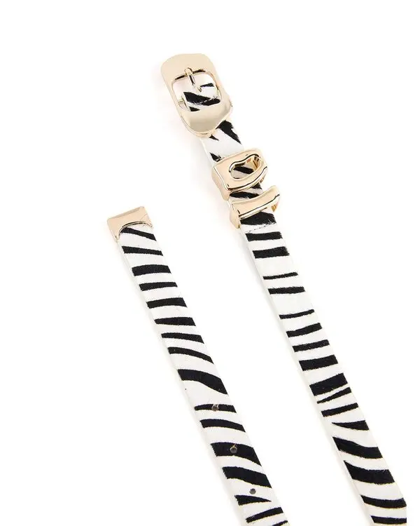 Ettika Molten Metal Buckle Leather Belt - Zebra