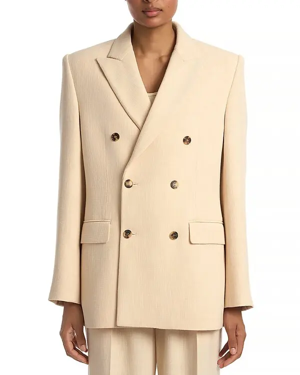Wardrobe.NYC Wool Double-breasted Blazer - Cream